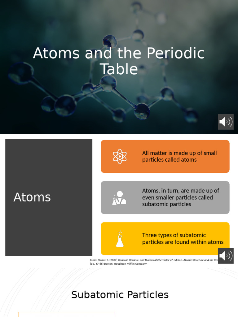 CHEM111 Week 3 Atoms and The Periodic Table RECORDED LECTURE | PDF