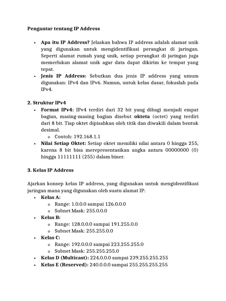 Pengantar tentang IP Address | PDF
