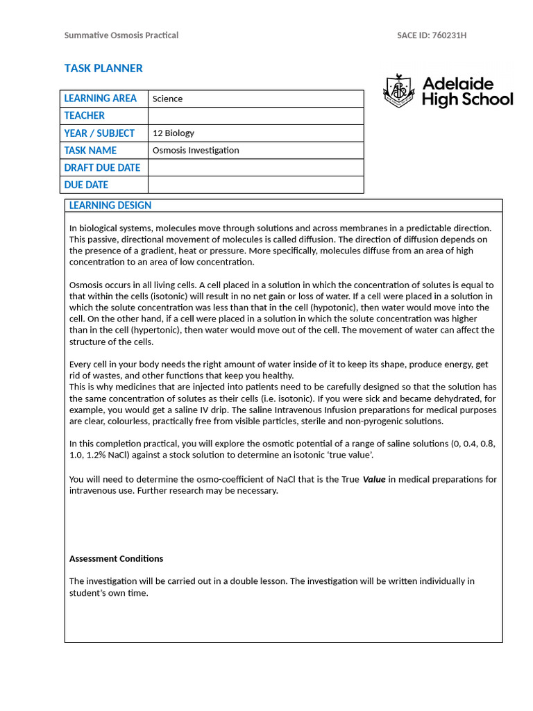 760231H-2BGY20-AT1-Osmosis Completion Practical | PDF | Osmosis