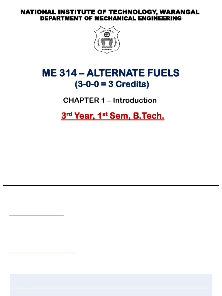 Chapter-1 Intro Alternate Fuels | PDF