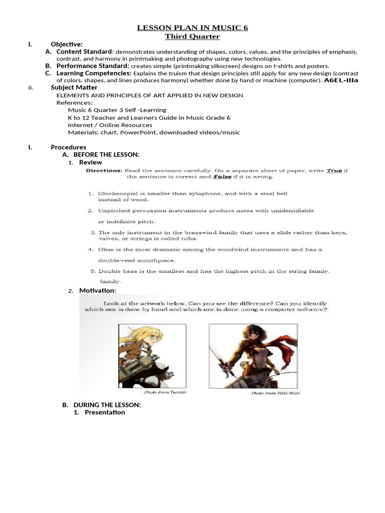 LP Mapeh-Elements and Principles of Art Applied in New Design | PDF