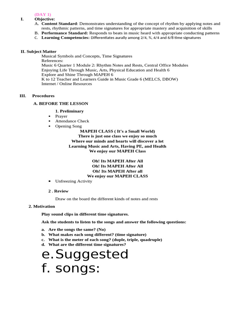 MUSIC-Musical Symbols and Concepts, Time Signatures | PDF
