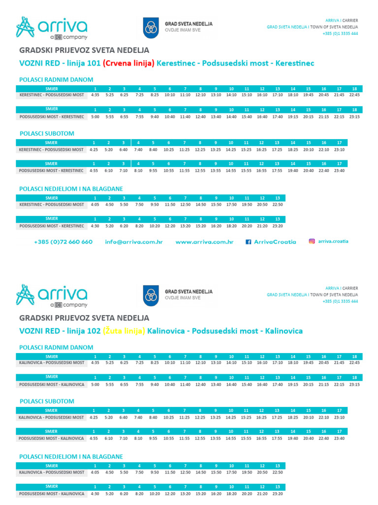 Gradski Prijevoz Sveta Nedelja Vozni Red | PDF