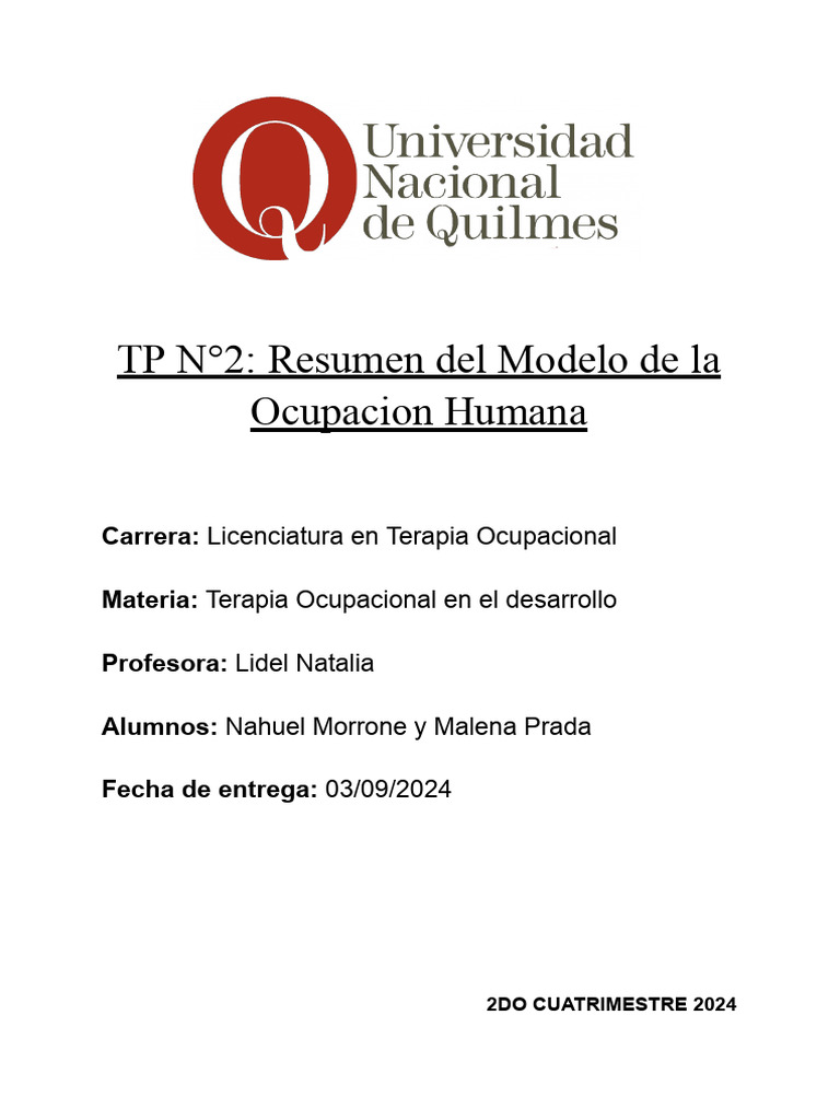 TP N°2 Resumen Del Modelo de La Ocupacion Humana | PDF