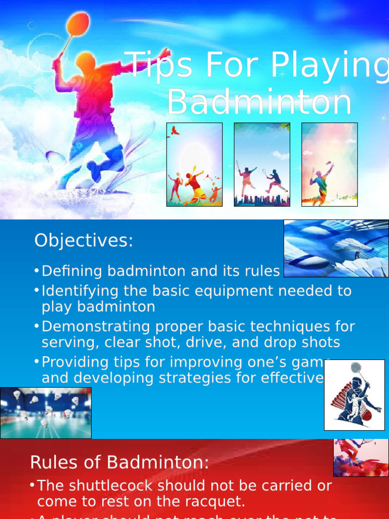 Tips For Playing Badminton | PDF | Sports | Athletic Sports