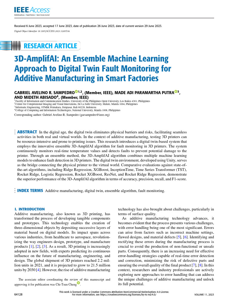 3D-AmplifAI An Ensemble Machine Learning Approach To Digital Twin Fault Monitoring For Additive ...