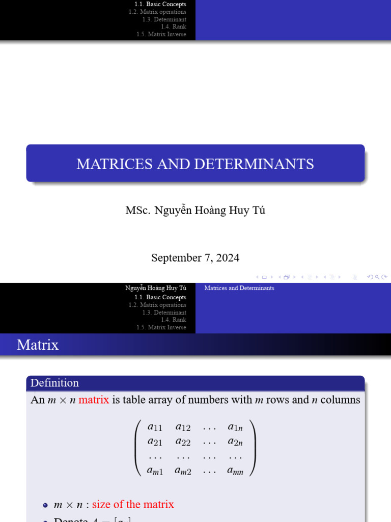 Bản Sao Của (Slides) Chapter 1. Matrix | PDF