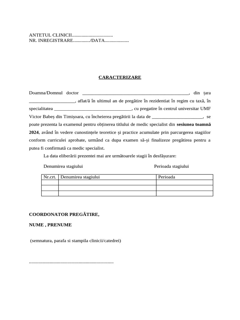 model caracterizare | PDF