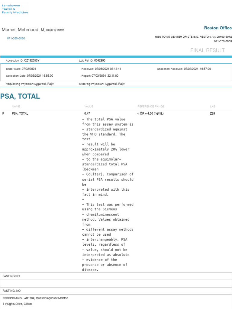 Psa, Total: Final Result | PDF