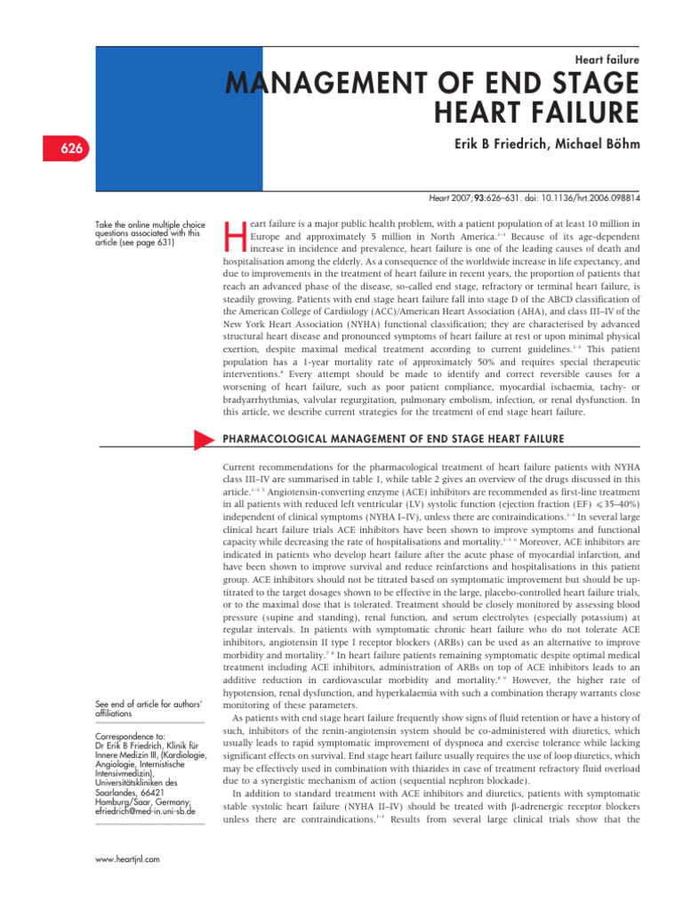 Management of End Stage Heart Failure: Erik B Friedrich, Michael Bo HM ...