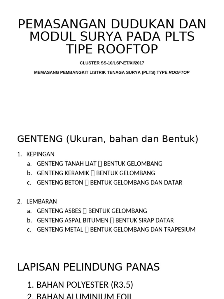 Memasang Dudukan Modul Surya PLTS Rooftop | PDF
