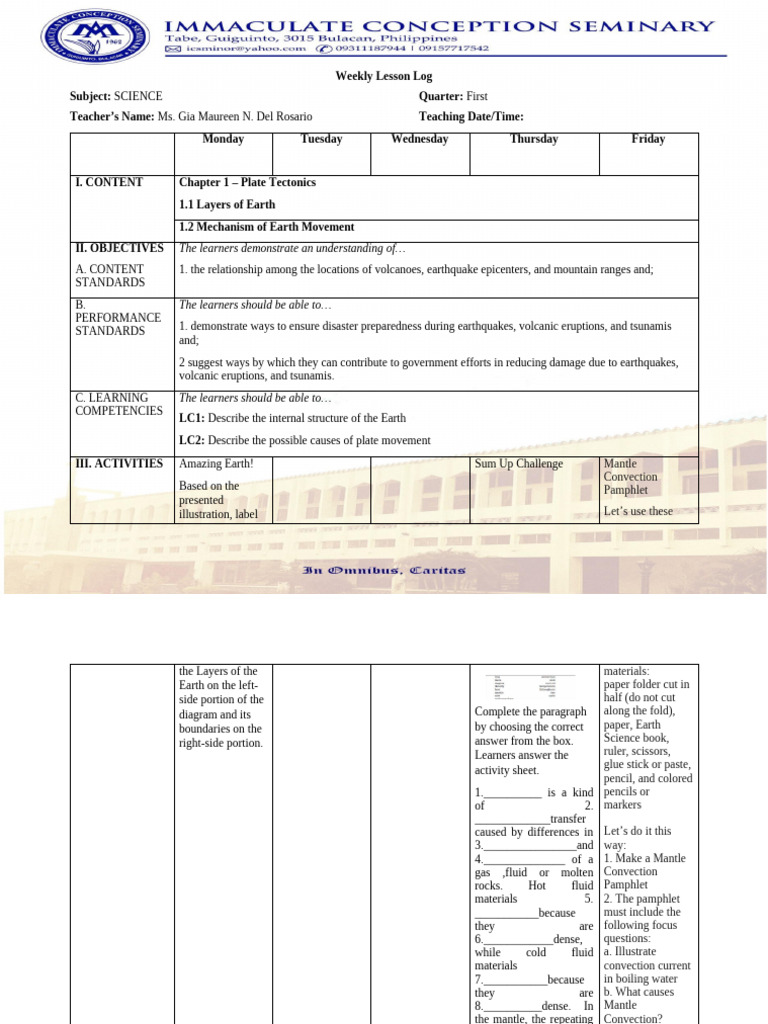 1st-Quarter-Lesson-Log-Grade 10 - Week 1 | PDF