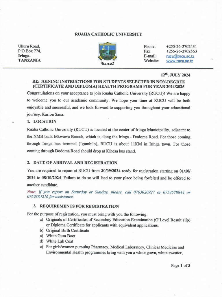 Joining Instruction NTA | PDF