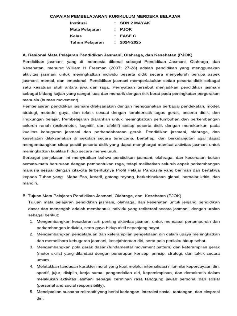 CP Pjok Fase C | PDF