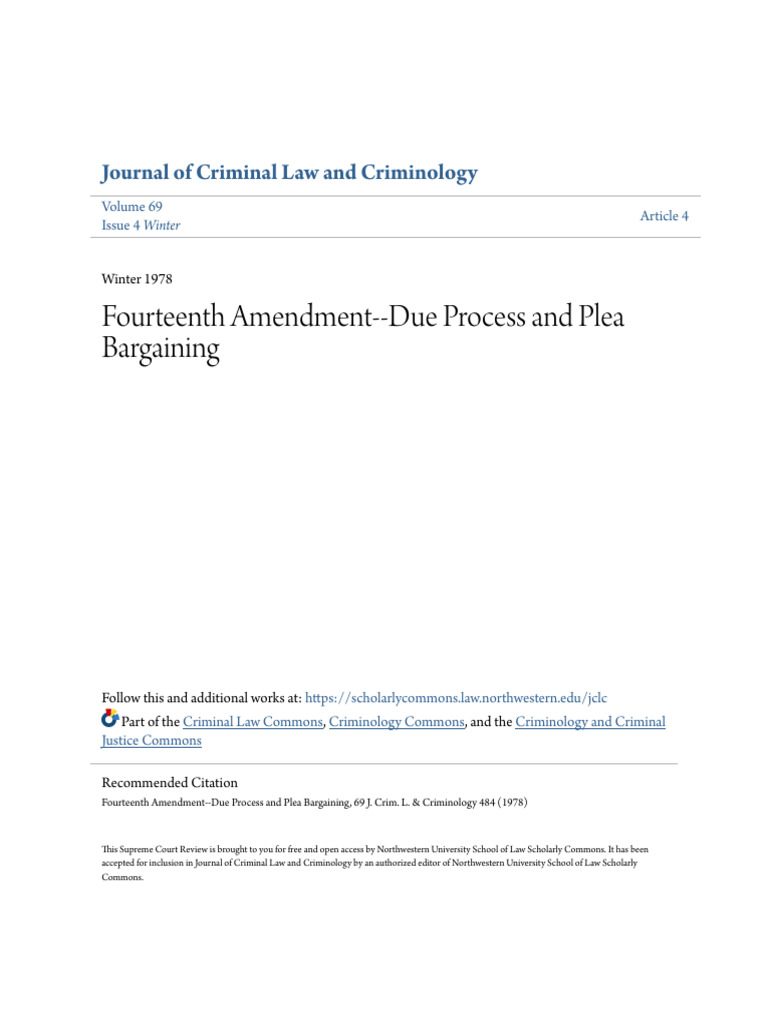 Fourteenth Amendment - Due Process and Plea Bargaining | PDF