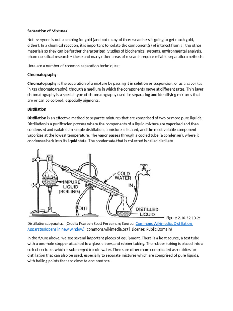 Separation Of Mixture1 Pdf