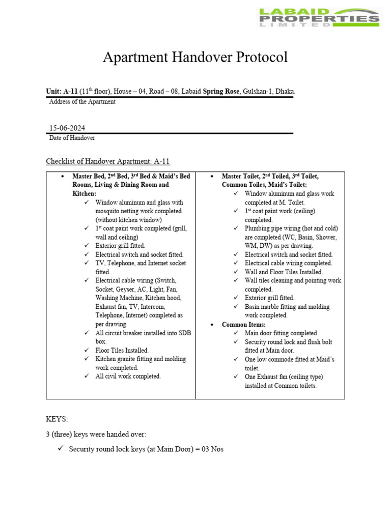 Handover Protocol Unit-A11 | PDF