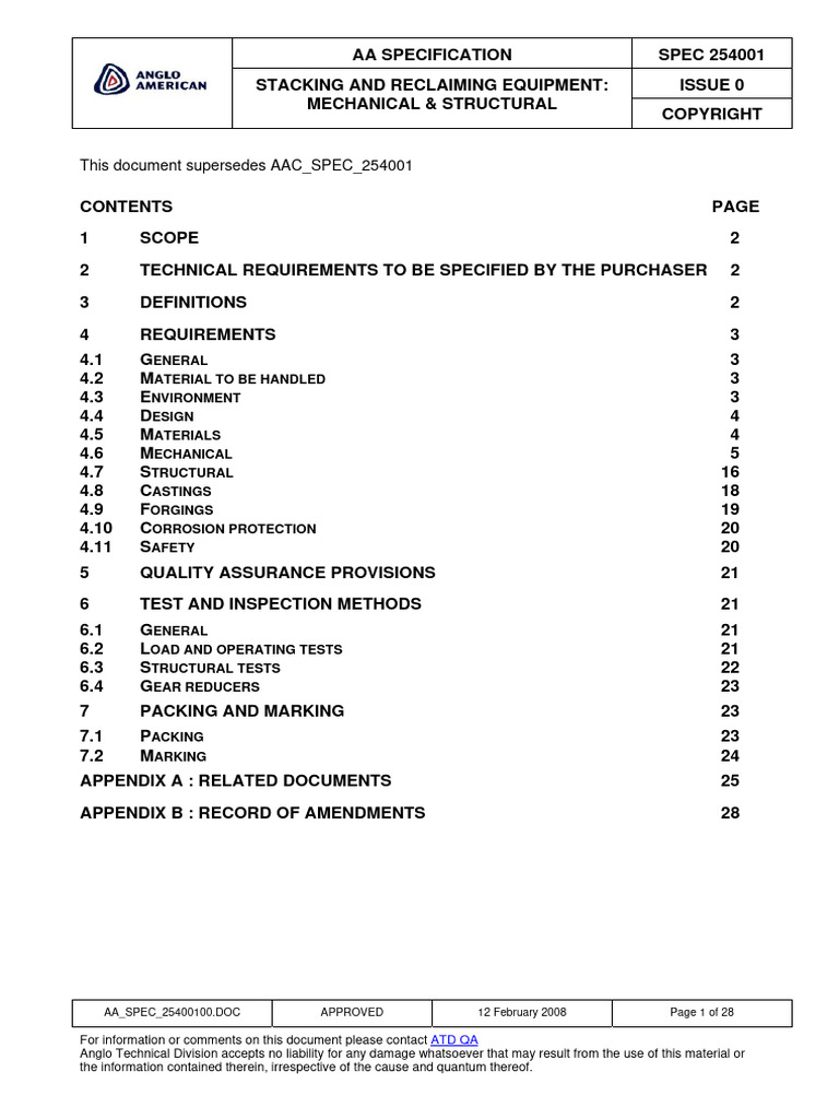 Stacker Reclaimer Spec | PDF