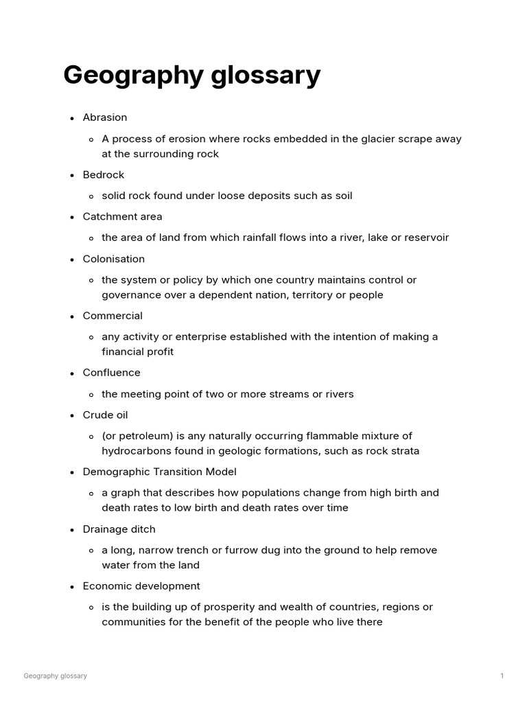 Geography glossary | PDF