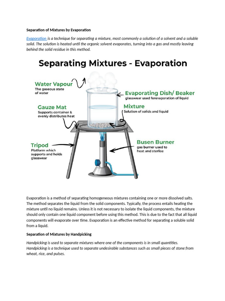 Separation of Mixtures by Evaporation | PDF