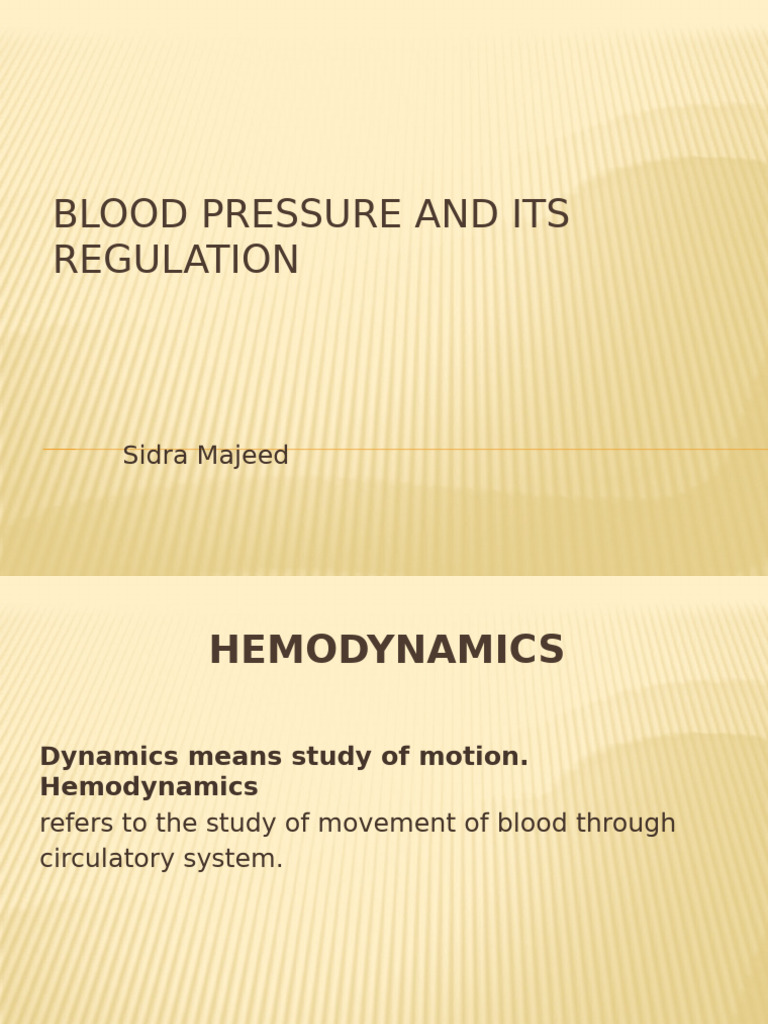 Blood Pressure and Its Control | PDF | Blood Pressure | Hemodynamics