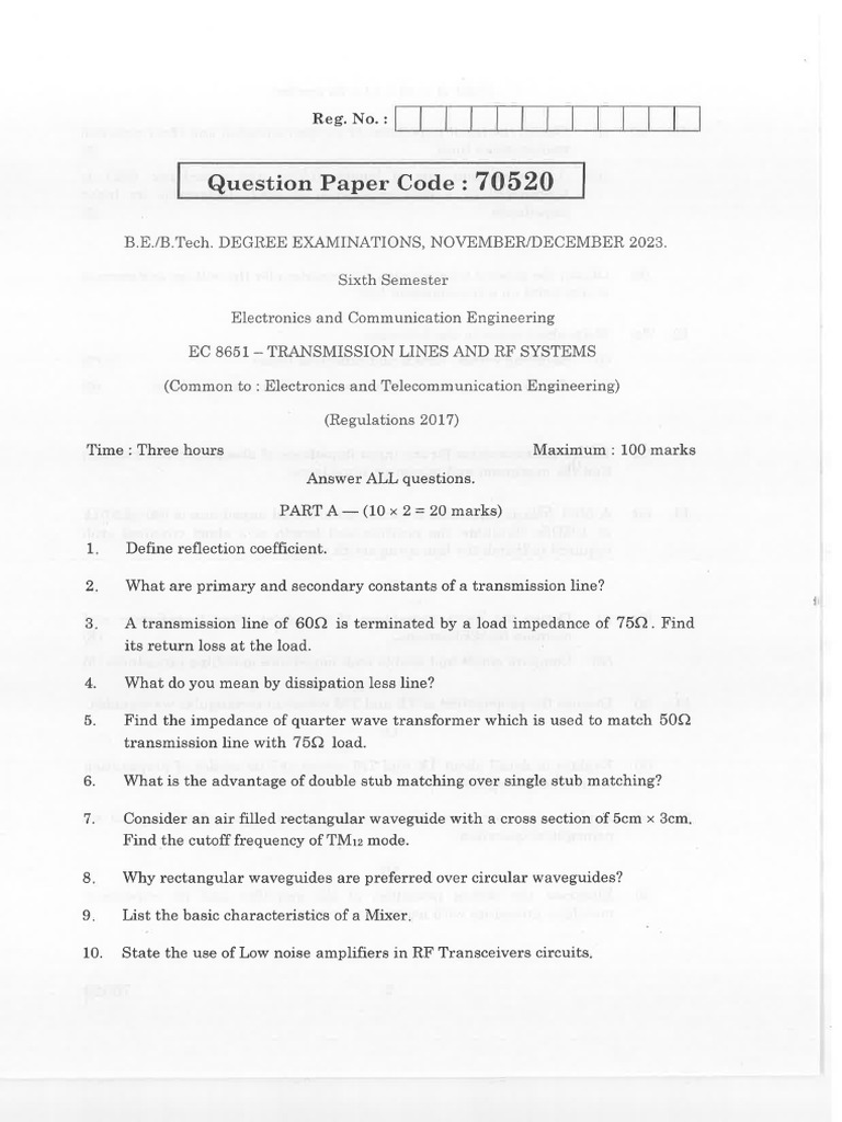 EC 8651-Transmission Lines | PDF