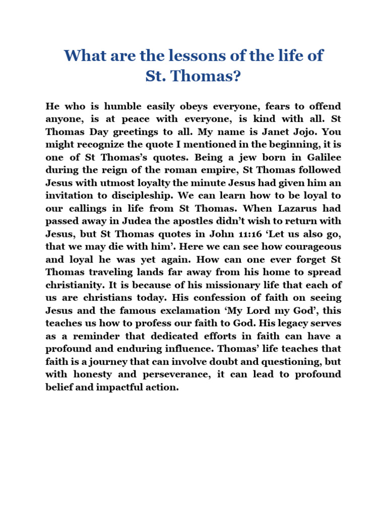 ST Thomas | PDF
