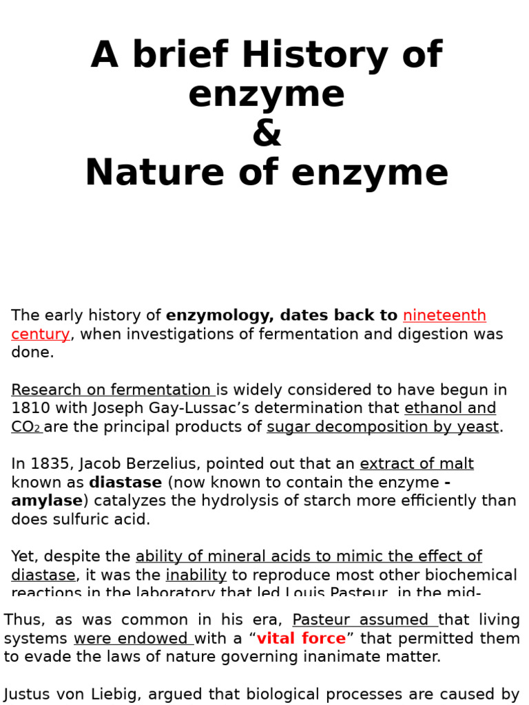 Historical Perspective & Nature of Enzyme | PDF