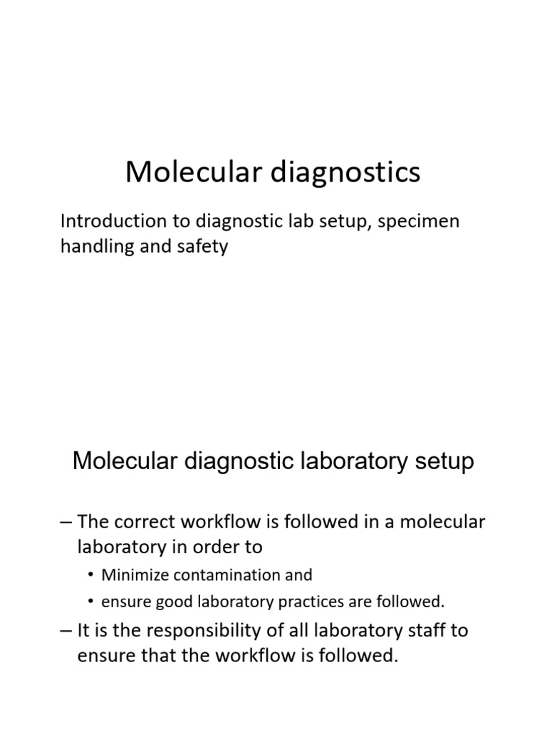 Lect - 1 - Mol - Diagnostic Lab Setup and Specimen Handling | PDF ...