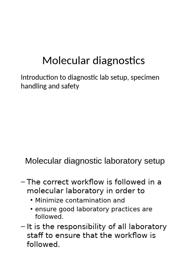 Lect - 1 - Mol - Diagnostic Lab Setup and Specimen Handling | PDF ...