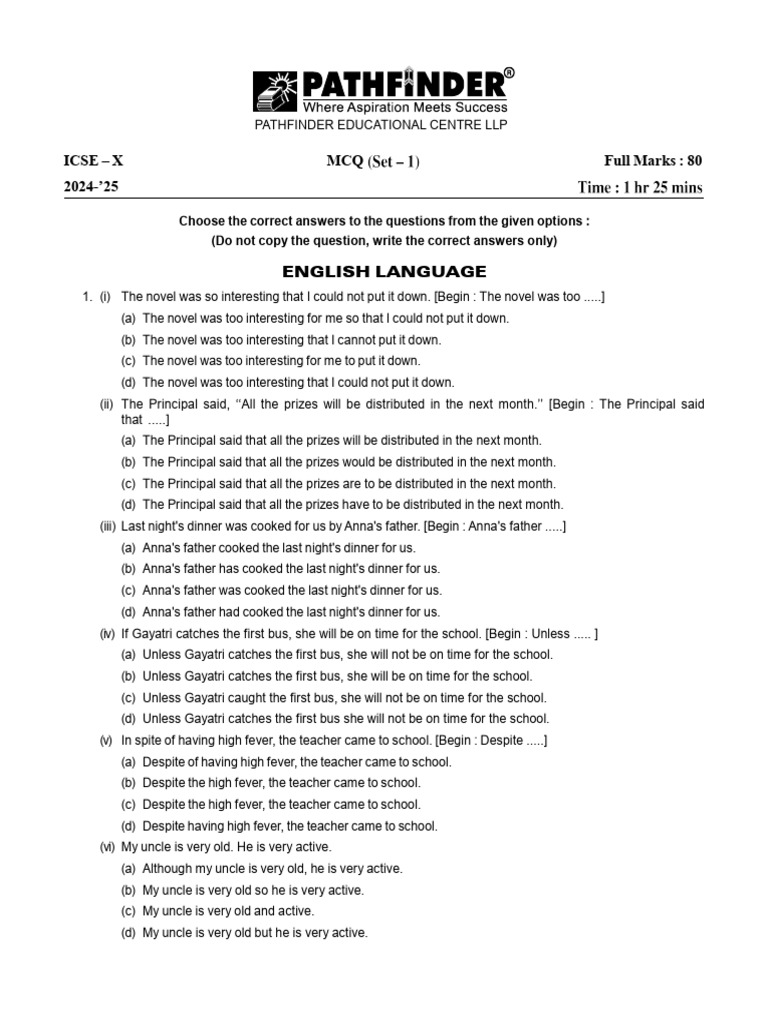 X - MCQ Set-1 - Q.P. - 2024-25 | PDF
