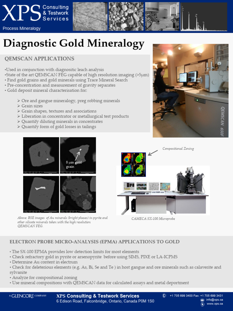 XPS Mineralogy - Diagnostic Au Mineralogy, Au Processing, Treatment of Refractory Au Ores | PDF