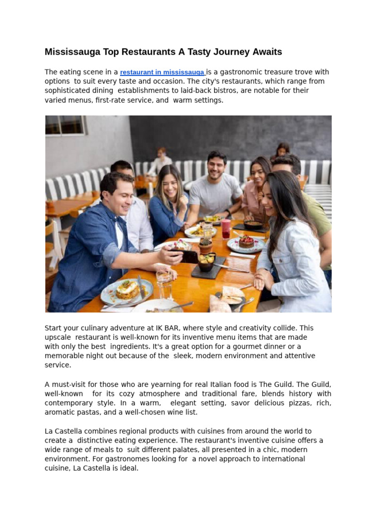 Mississauga Top Restaurants A Tasty Journey Awaits | PDF