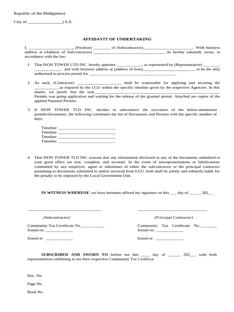 Sworn Undertaking - Any Docs | PDF