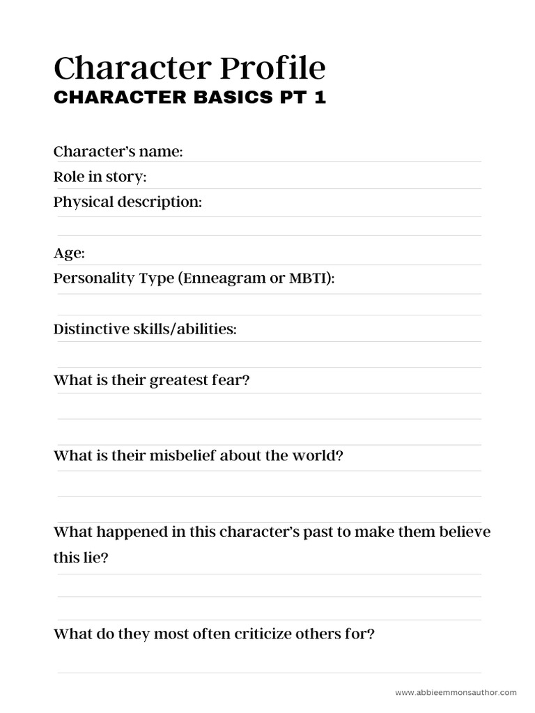 Character Profile Printable | PDF