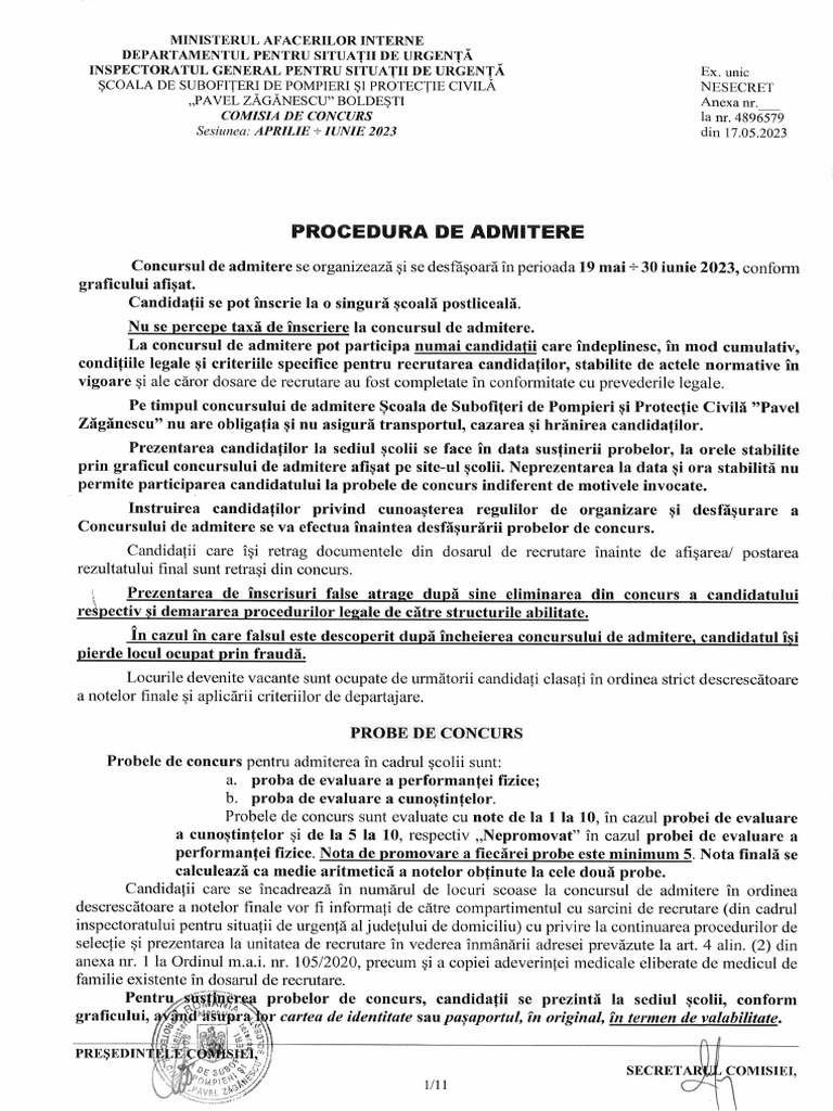 Procedura Admitere | PDF