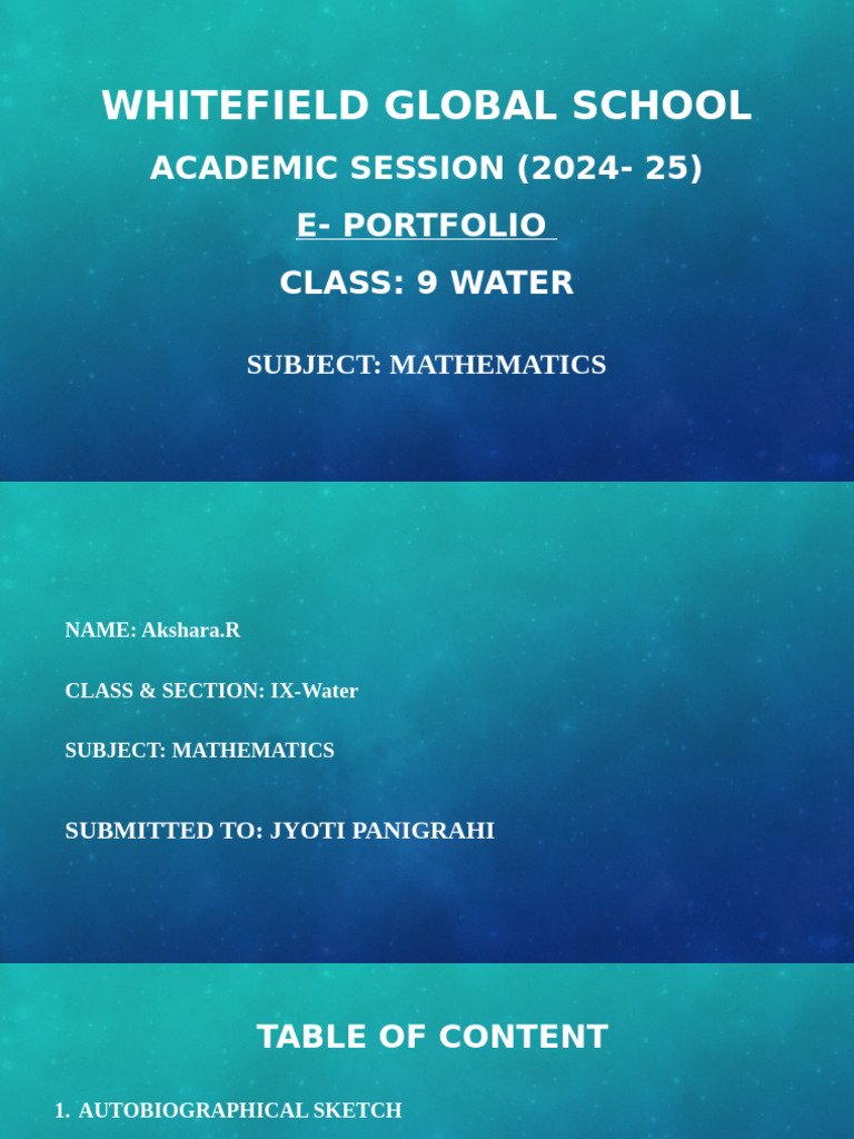 Akshara 9W Math Portfolio | PDF