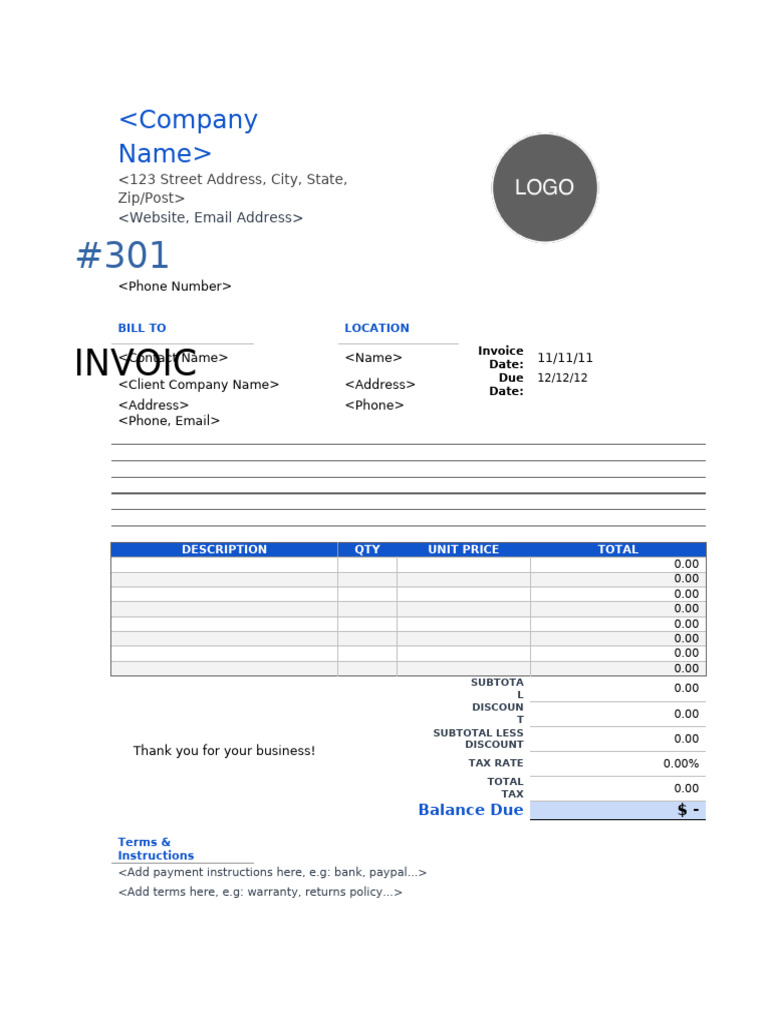 Modern II Invoice Template Word | PDF