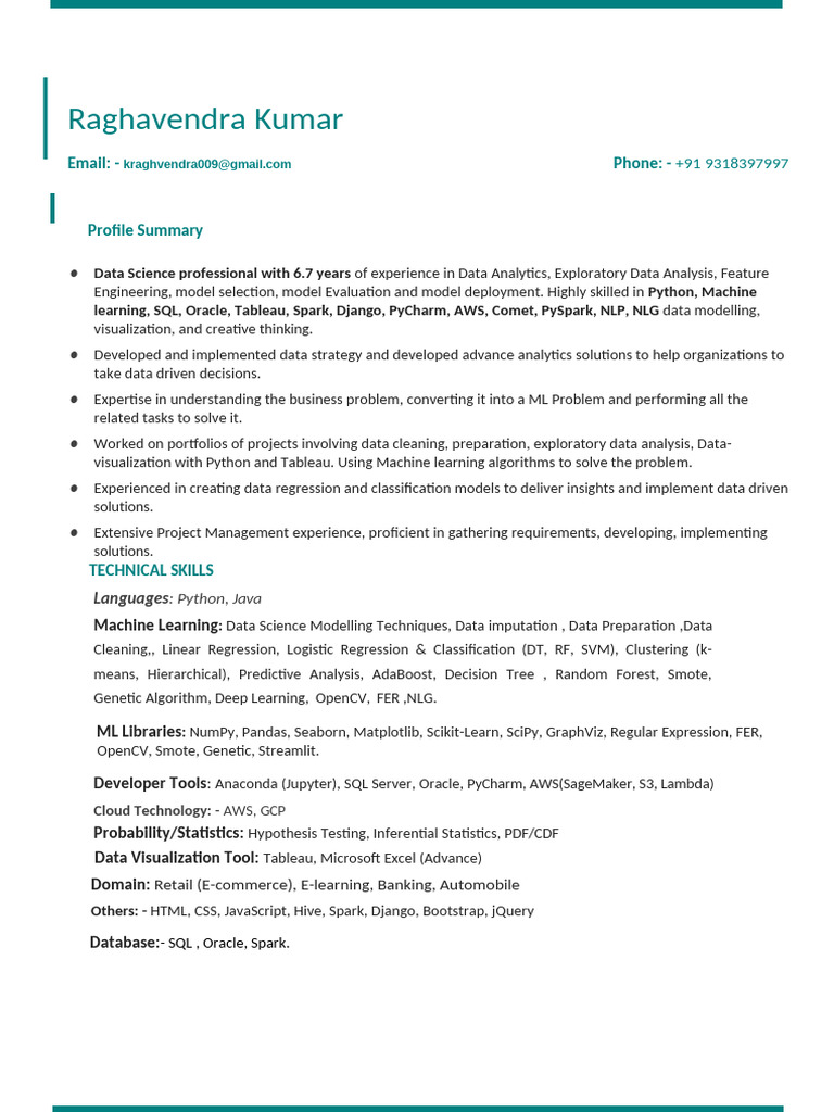 Resume Raghvendra Resume | PDF