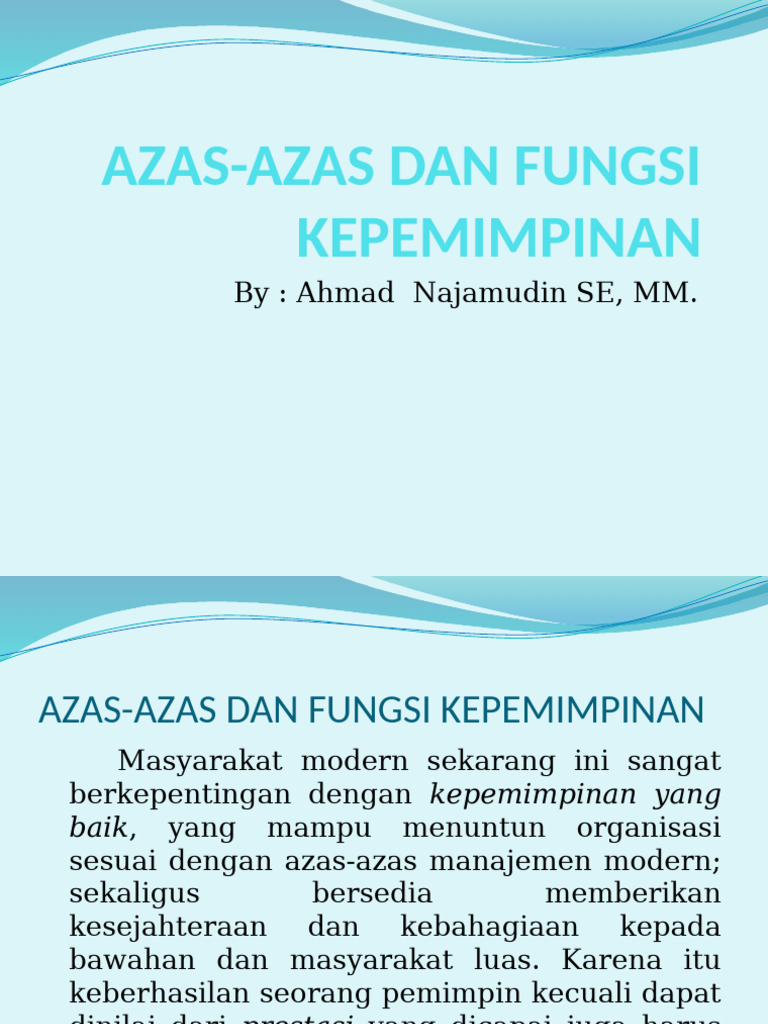 Azas-Azas Dan Fungsi Kepemimpinan | PDF