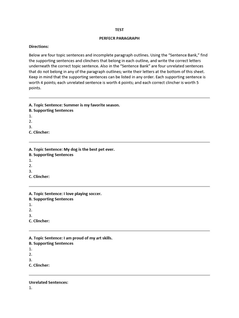 Test Perfect Paragraph | PDF