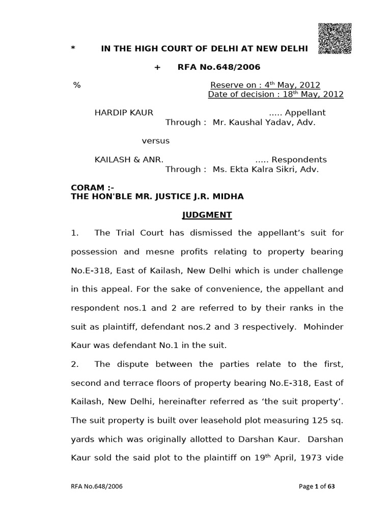 Sec 202 Prinicipal Died Gpa Still Good Hardip Kaur Vs Kailash and ...