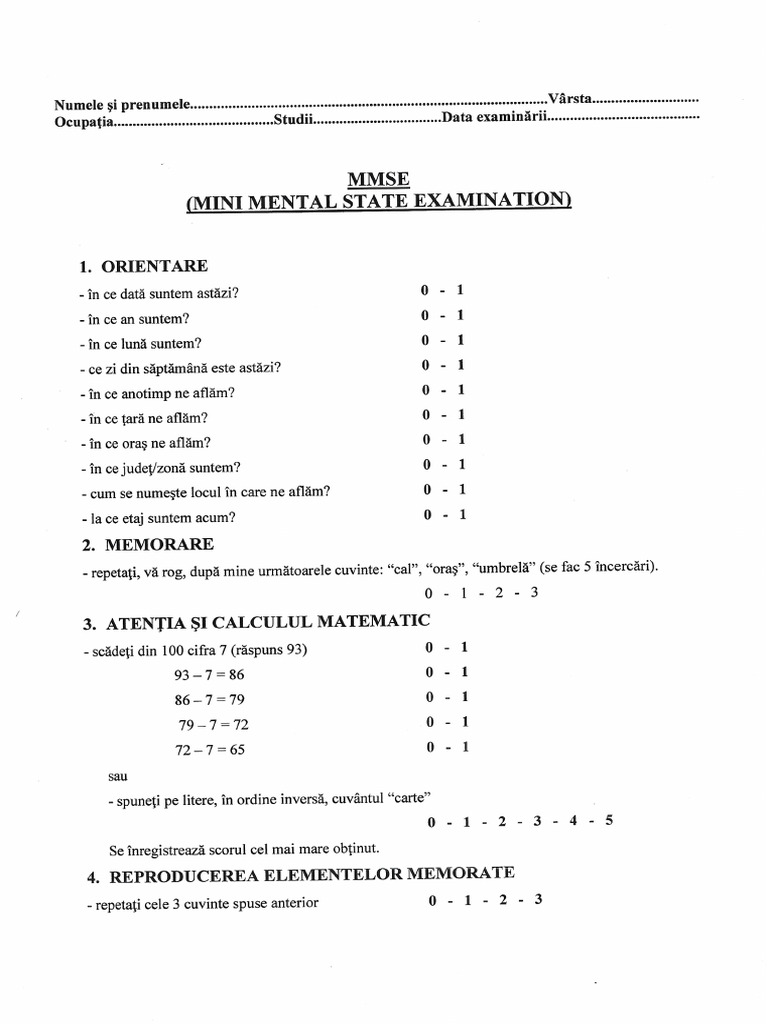 MMSE Formular | PDF
