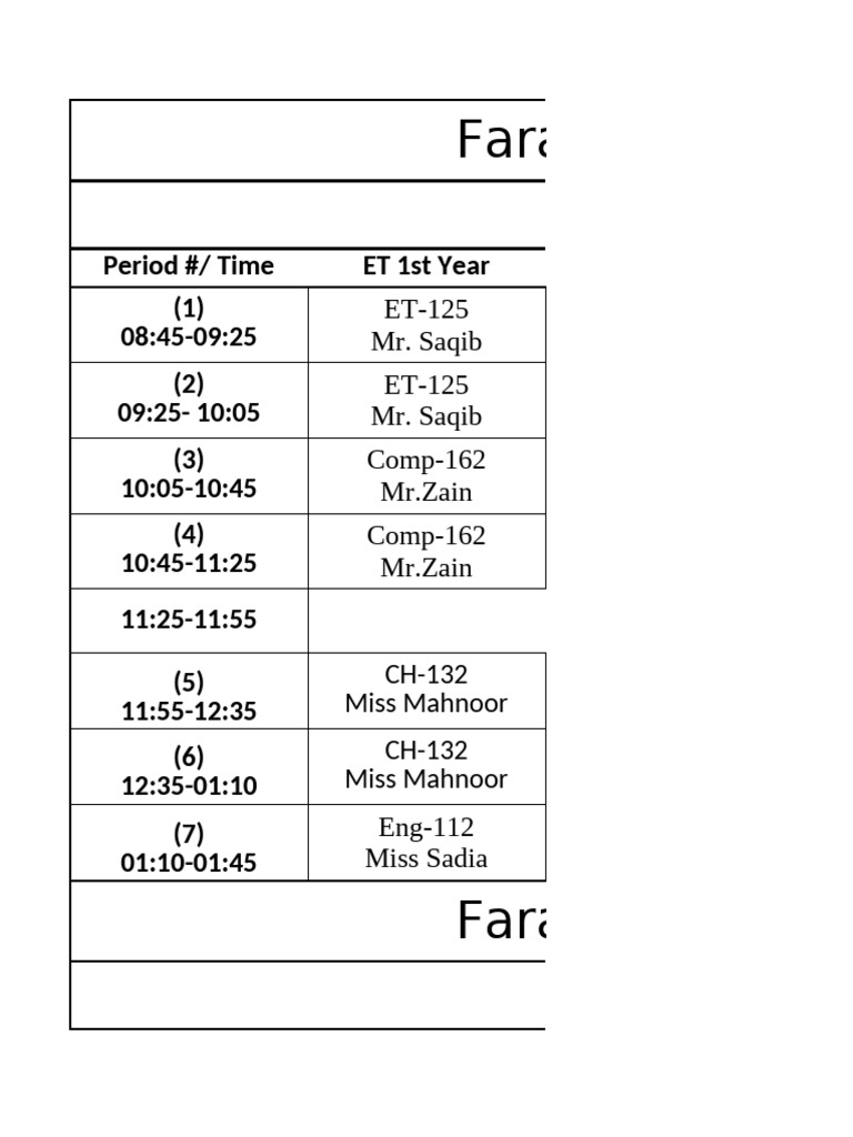 New Time Table 15-10-2022 | PDF