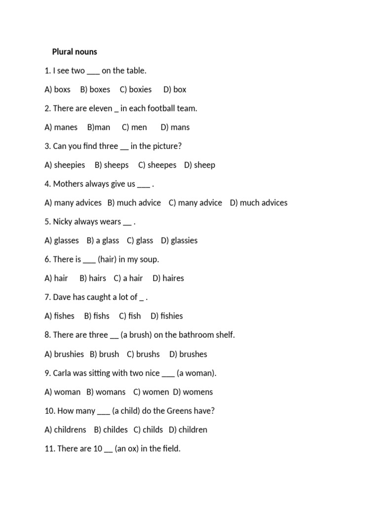 Test - Plural Nouns | PDF