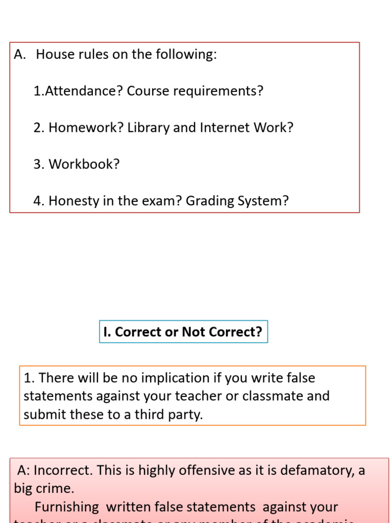 3.. Correct or Incorrect Re Classroom Orientation 27 AUG 2024 | PDF ...