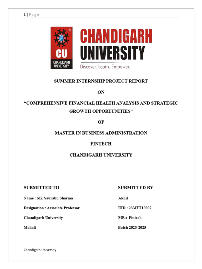 SUMMER INTERNSHIP REPORT | PDF