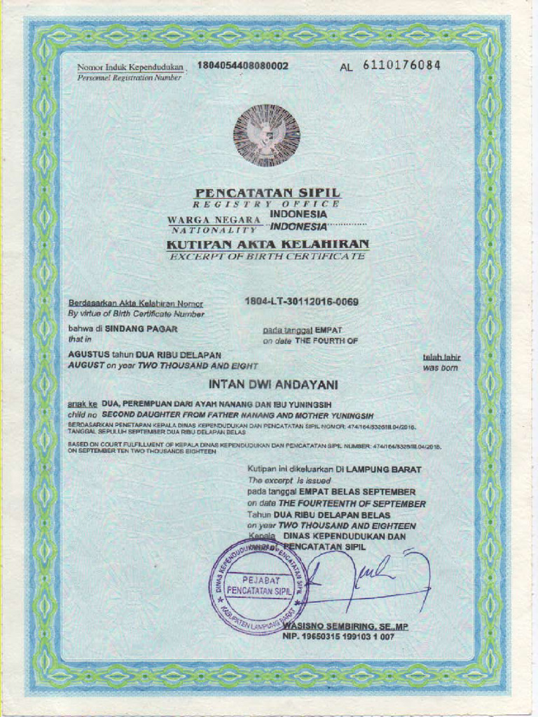 AKTE INTAN DWI | PDF