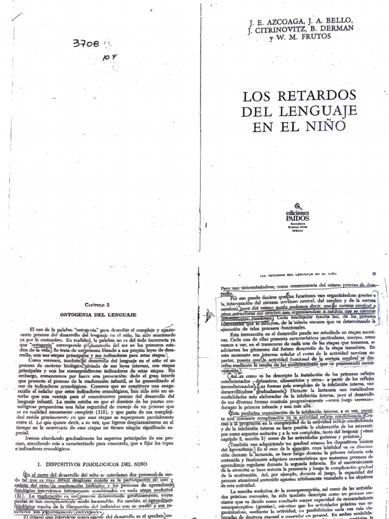 Cap. 2 Ontogenia Del Lenguaje. Azcoaga 1 | PDF