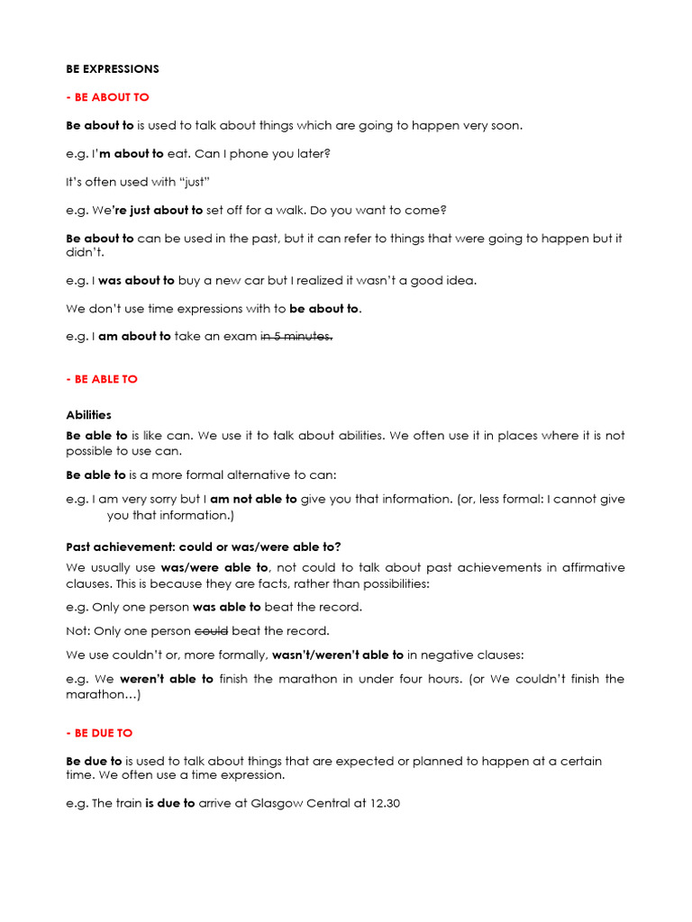 Be Expressions | PDF